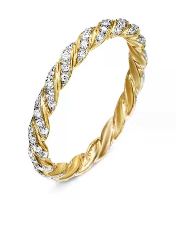 David Yurman 18kt Yellow Pavé Diamond Band Ring - Gold