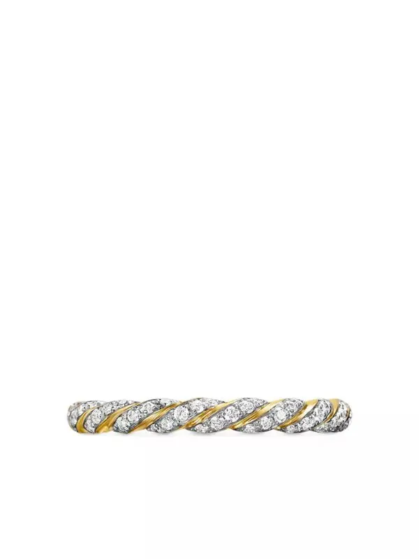 David Yurman 18kt Yellow Pavé Diamond Band Ring - Gold