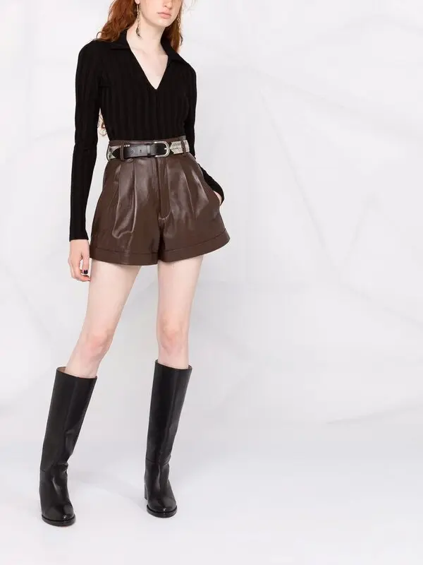 MANOKHI Jett Leather Shorts - Brown