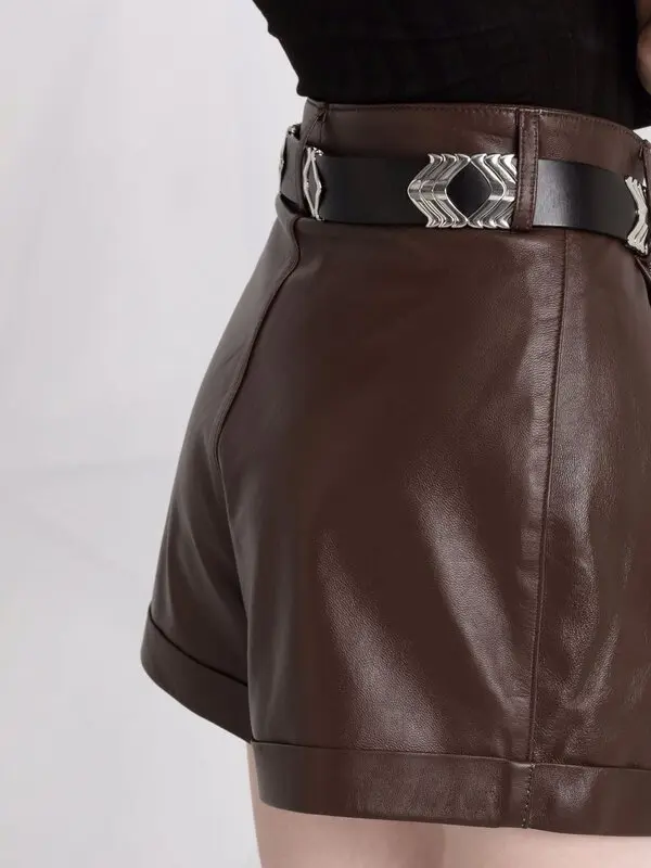 MANOKHI Jett Leather Shorts - Brown