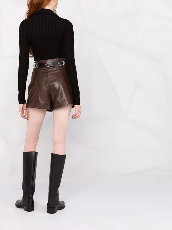 MANOKHI Jett Leather Shorts - Brown