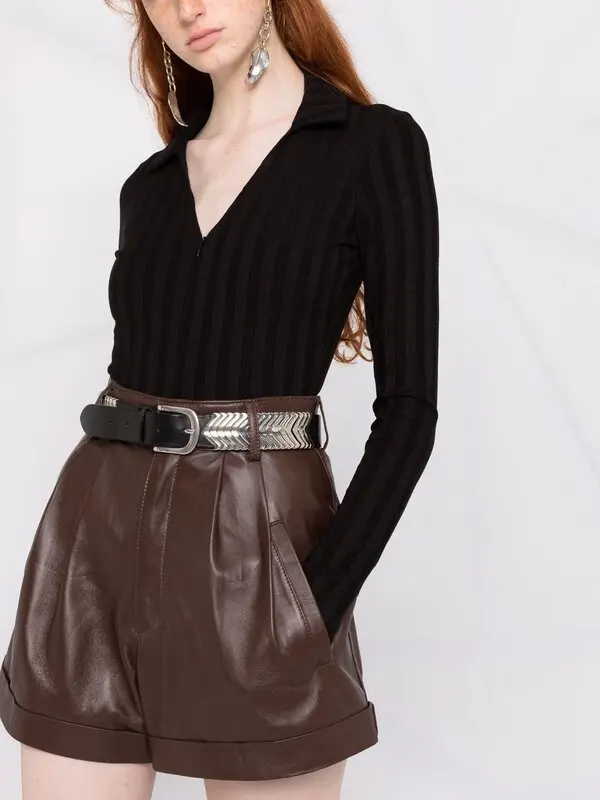 MANOKHI Jett Leather Shorts - Brown