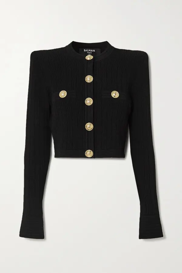 Balmain Cropped Jacquard-knit Blazer