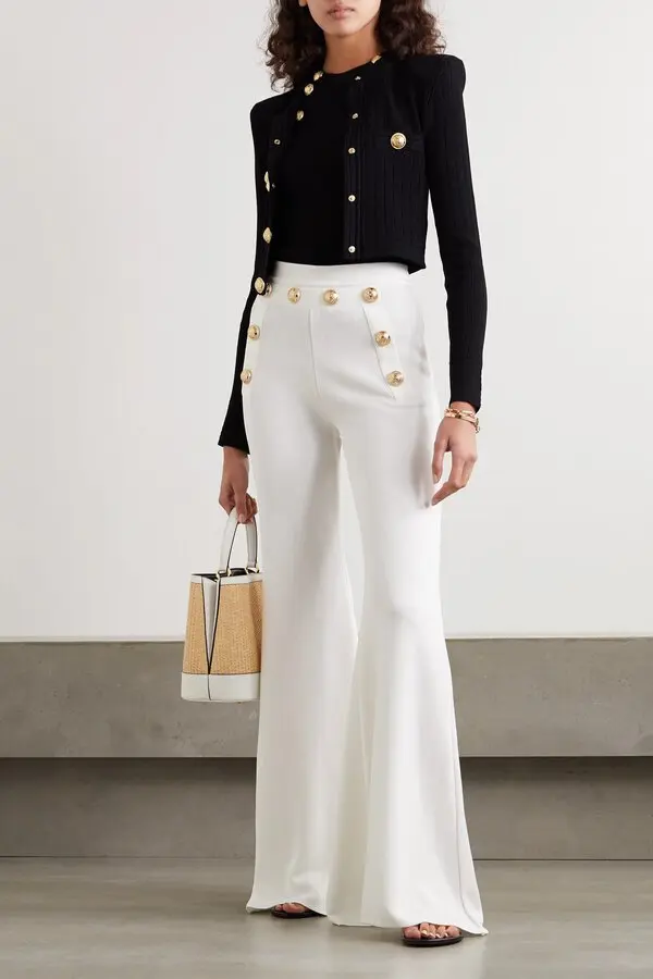 Balmain Cropped Jacquard-knit Blazer