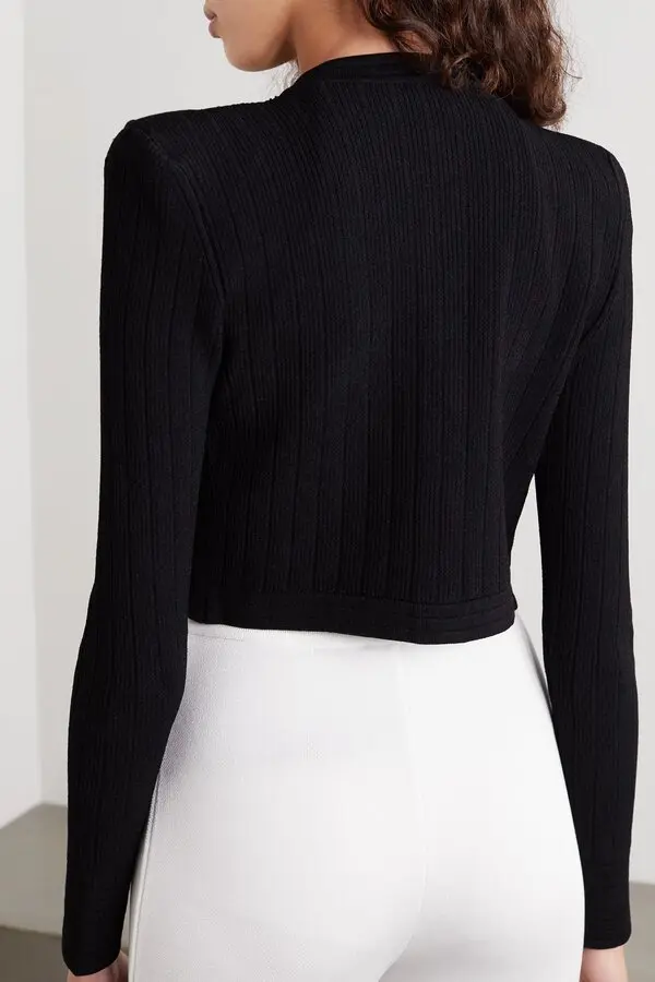 Balmain Cropped Jacquard-knit Blazer