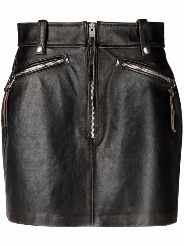 DIESEL® Leather Mini Skirt - Black