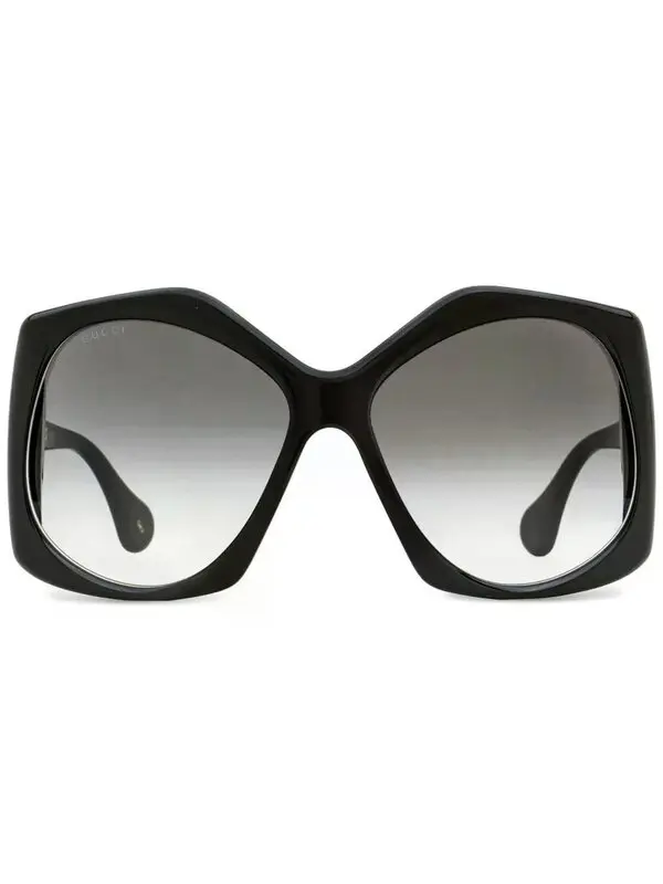 Gucci Logo-embellished Oversized Sunglasses - Black