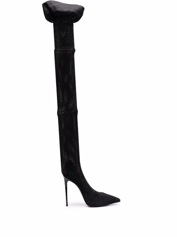 LE SILLA Gilda Rhinestone Thigh-high Boots