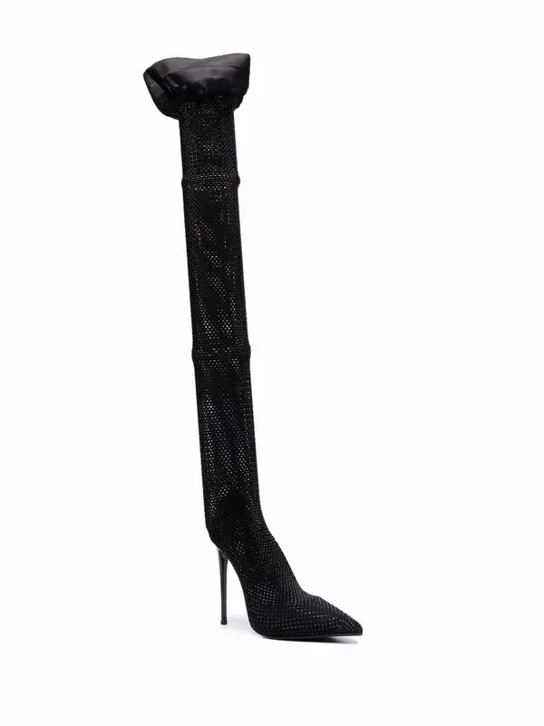 LE SILLA Gilda Rhinestone Thigh-high Boots
