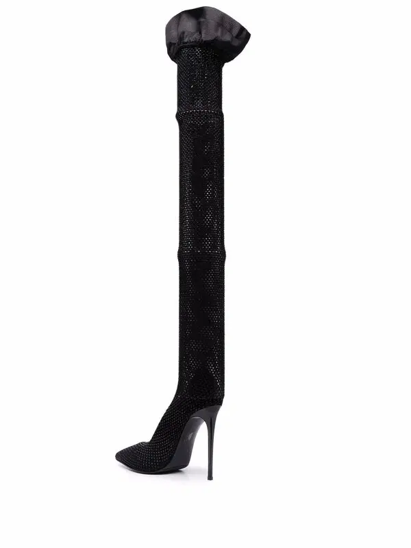 LE SILLA Gilda Rhinestone Thigh-high Boots