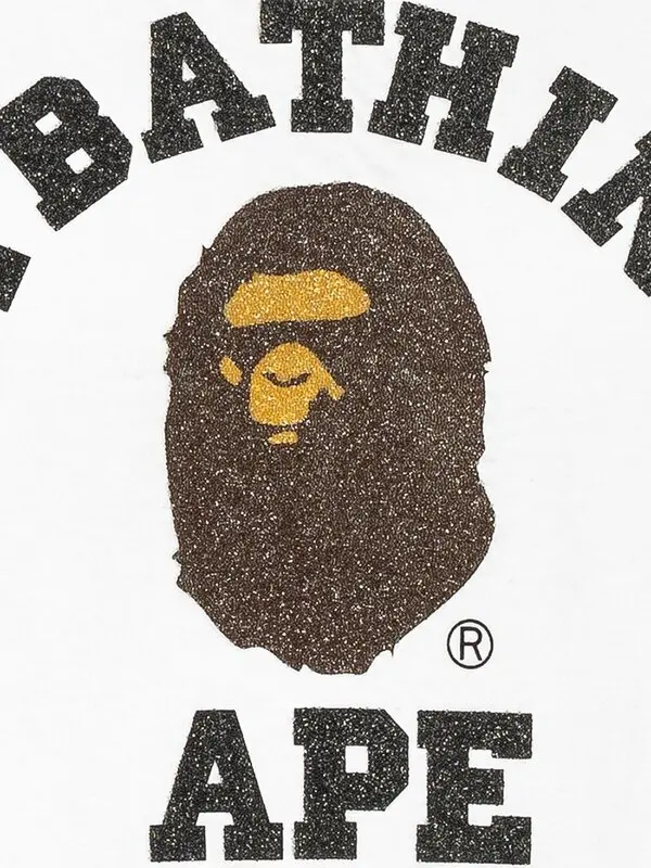 A BATHING APE Glass Beads College T-shirt - White