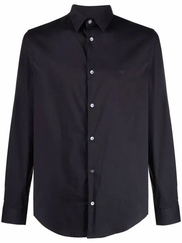 Emporio Armani Logo-patch Longsleeved Shirt - Blue