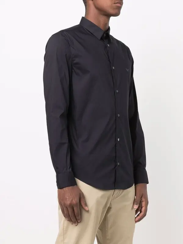 Emporio Armani Logo-patch Longsleeved Shirt - Blue