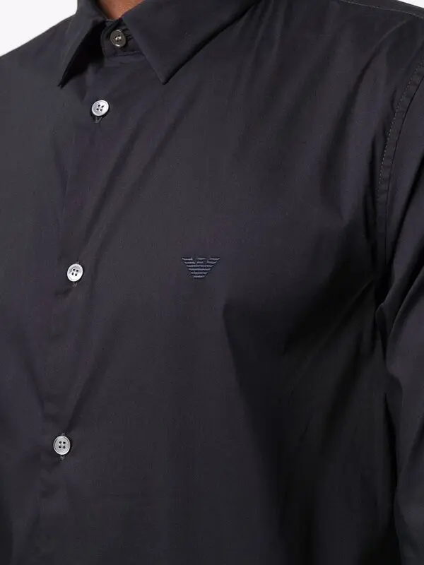 Emporio Armani Logo-patch Longsleeved Shirt - Blue