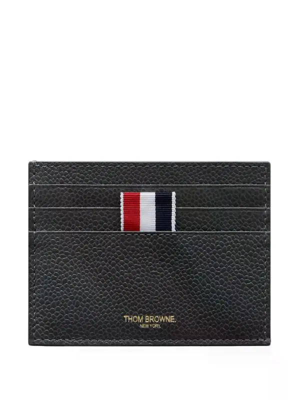 Thom Browne Rwb-stripe Pebbled Cardholder - Grey
