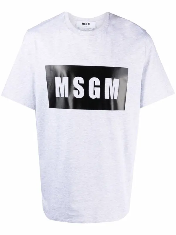 MSGM Logo-print Cotton T-shirt - Grey
