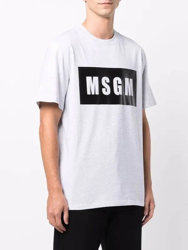 MSGM Logo-print Cotton T-shirt - Grey
