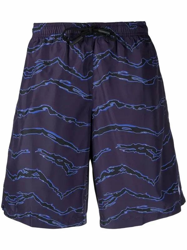 COUNTY OF MILAN Motif-print Swimming Shorts - Blue