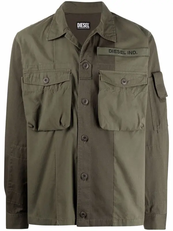 DIESEL® Khaki Cotton Blend Utility Shirt Jacket - Green