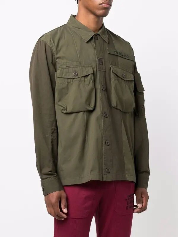 DIESEL® Khaki Cotton Blend Utility Shirt Jacket - Green