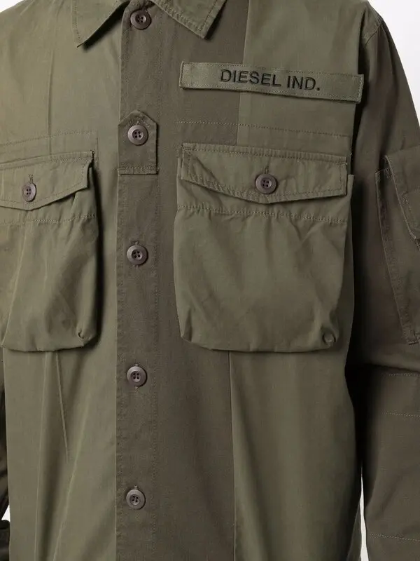 DIESEL® Khaki Cotton Blend Utility Shirt Jacket - Green