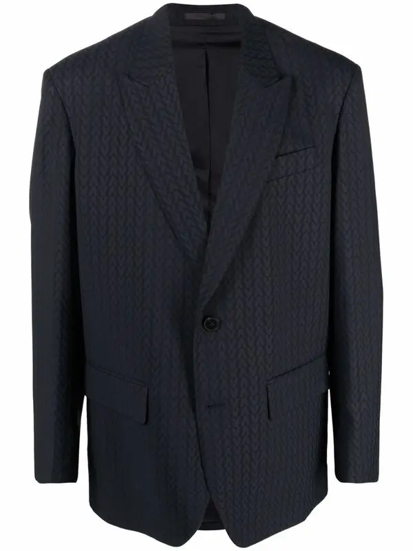 Valentino Garavani Monogram-jacquard Wool Jacket - Blue