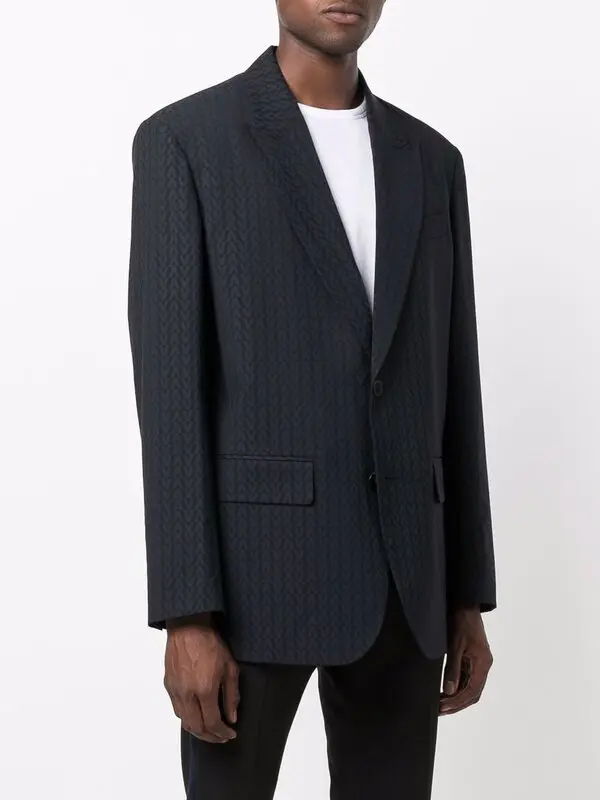 Valentino Garavani Monogram-jacquard Wool Jacket - Blue
