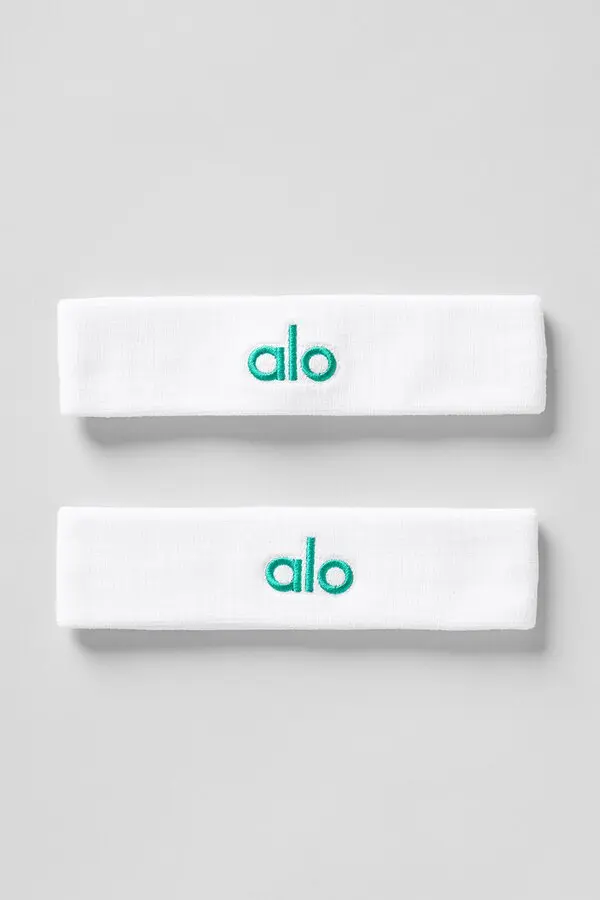 Alo Yoga Glow Headbands 2-pack - White/spruce Green