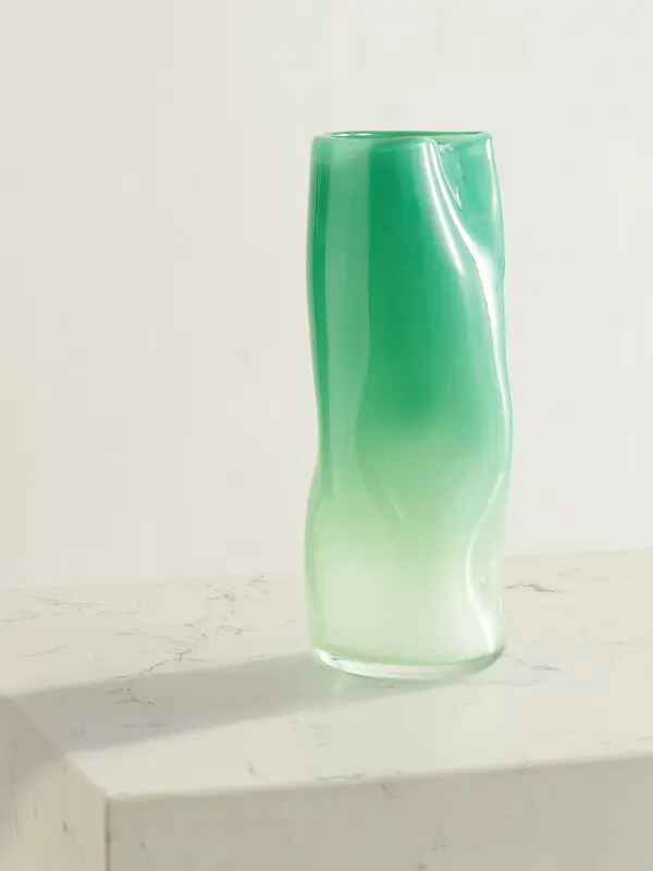 Vanderohe Curio Net Sustain Small Dégradé Glass Vase - Green