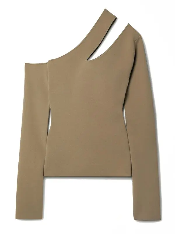Nanushka Olivia One-shoulder Cutout Stretch-knit Sweater