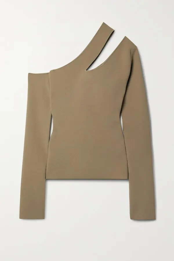 Nanushka Olivia One-shoulder Cutout Stretch-knit Sweater