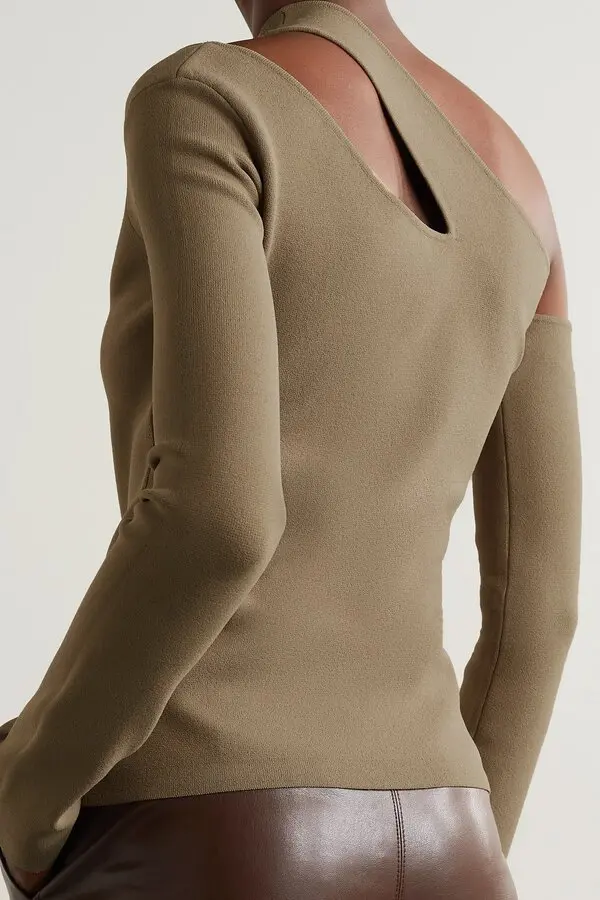 Nanushka Olivia One-shoulder Cutout Stretch-knit Sweater
