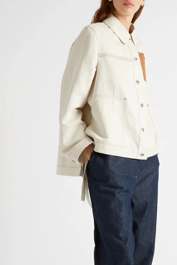 Loewe Leather-trimmed Denim Jacket