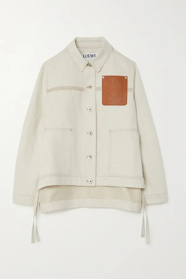Loewe Leather-trimmed Denim Jacket