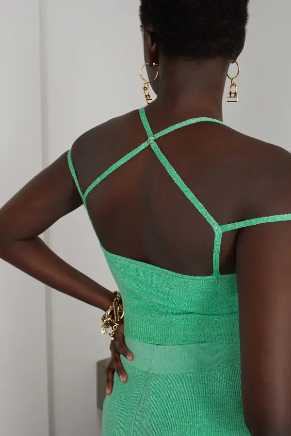 Jacquemus Cropped Cold-shoulder Linen Top