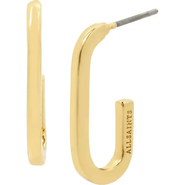ALLSAINTS Small Oval Hoop Earrings - Shiny Gold