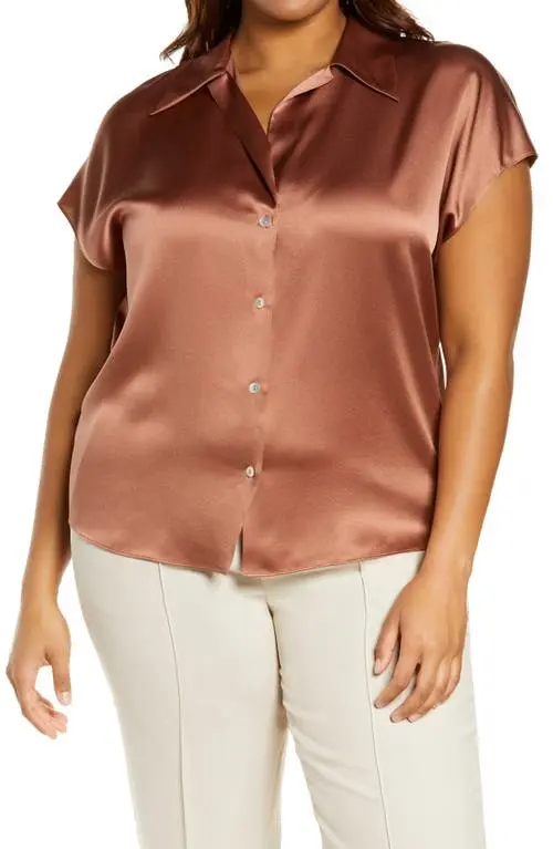 Vince Shaped Collar Silk Blouse