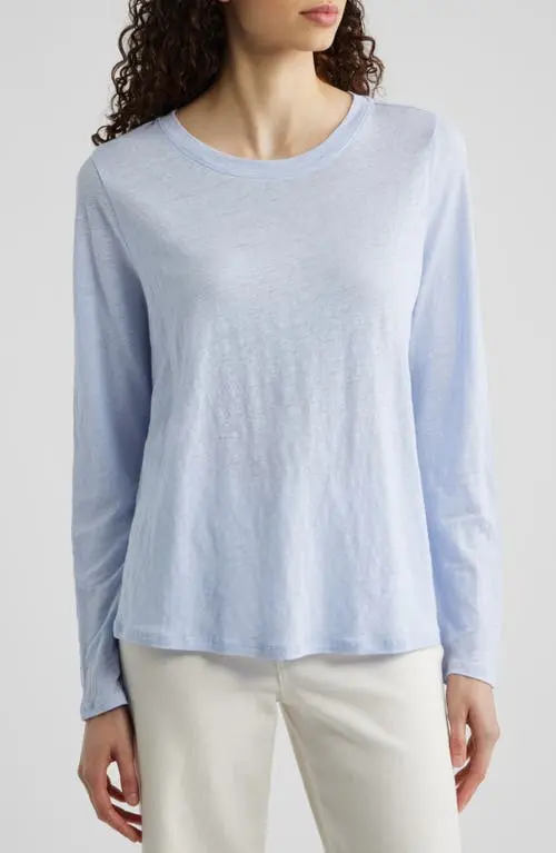 Eileen Fisher Organic Linen Long Sleeve T-shirt - Airy Blue