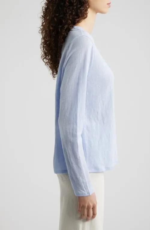 Eileen Fisher Organic Linen Long Sleeve T-shirt - Airy Blue