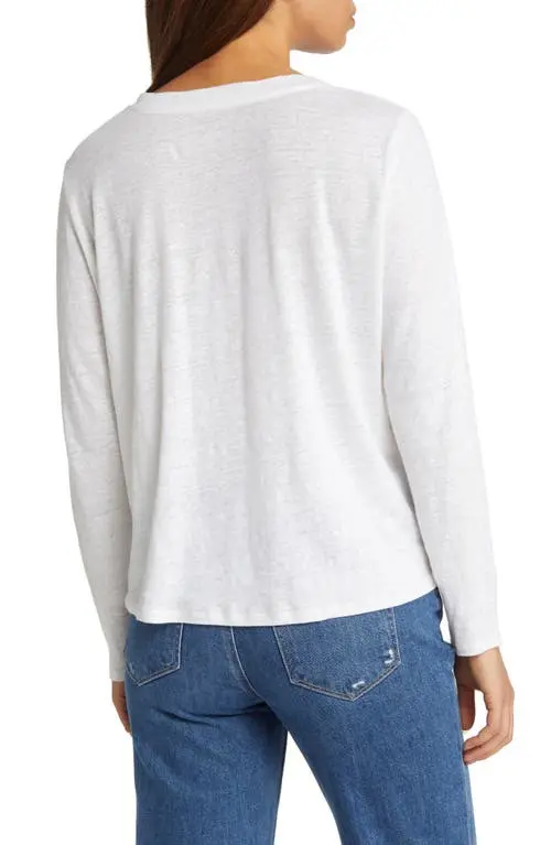 Eileen Fisher Organic Linen Long Sleeve T-shirt - White