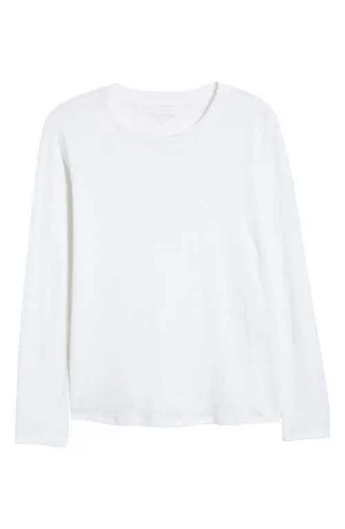 Eileen Fisher Organic Linen Long Sleeve T-shirt - White