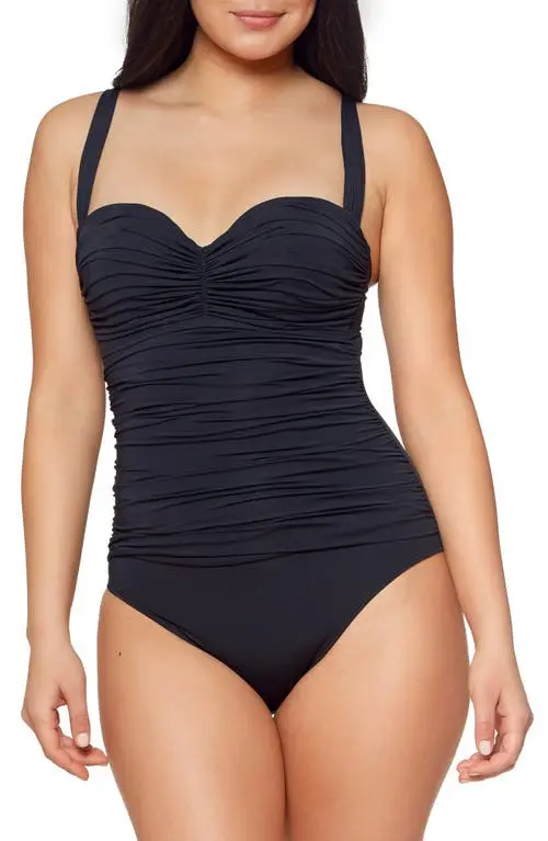 BLEU BY ROD BEATTIE Kore Shirred Underwire One-piece Swimsuit - Black