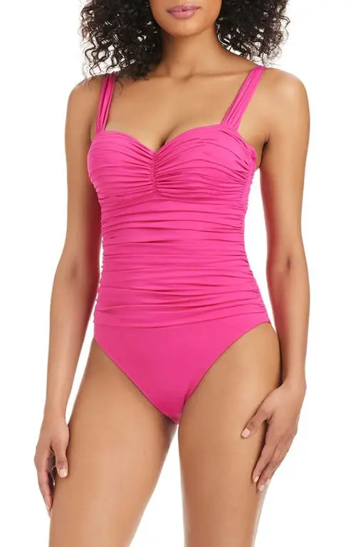 BLEU BY ROD BEATTIE Shirred Underwire One-piece - Pink Punch