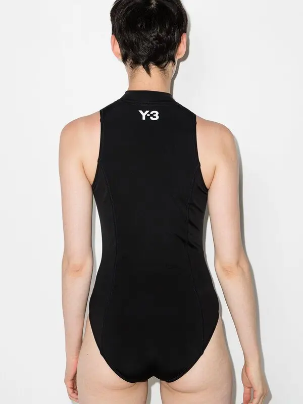 Y3 Zipped Logo Print Swimsuit
