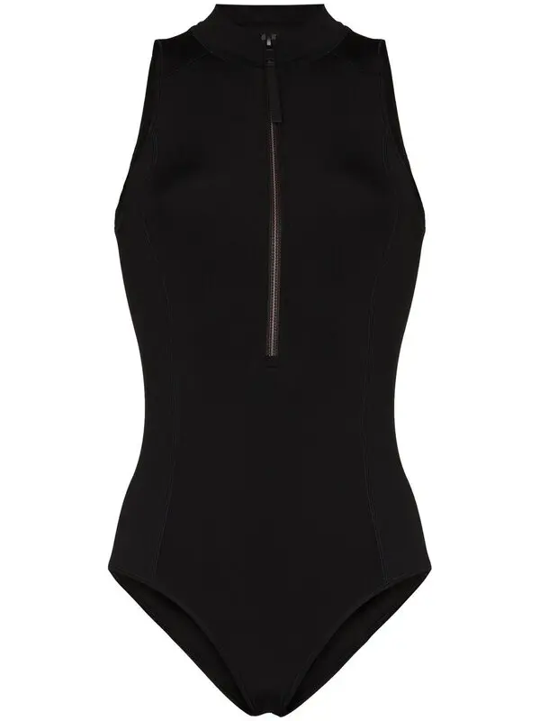 Y3 Zipped Logo Print Swimsuit
