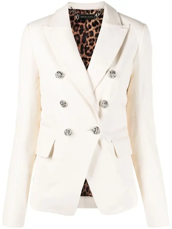 Philipp Plein Double-breasted Leather Blazer