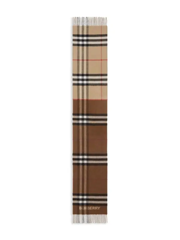 Burberry Two-tone Checked Cashmere Scarf - Brown