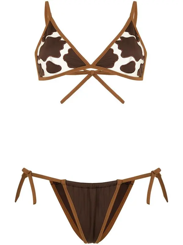 SIAN SWIMWEAR Skye Cow-pattern Bikini - Brown
