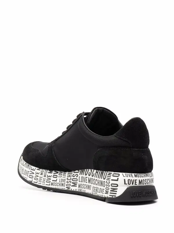 Moschino Heart-motif Suede-panel Sneakers - Black