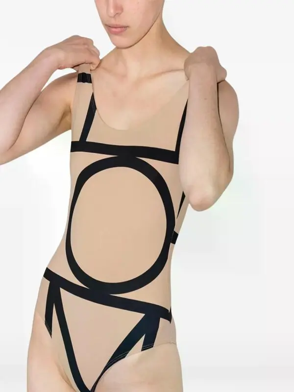 TOTEME Monogram Print One-piece Swimsuit - Neutrals